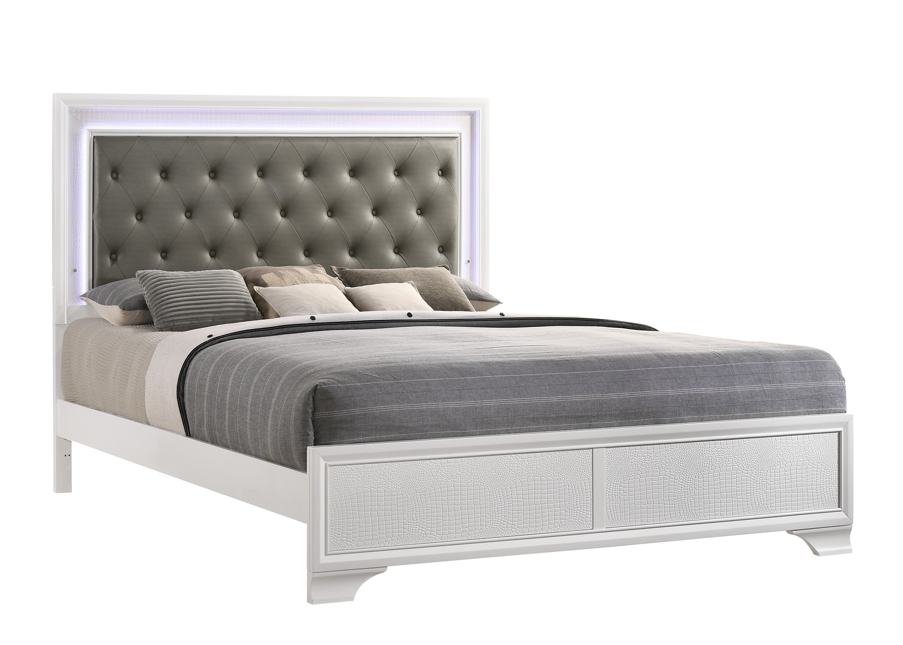 Brayden Studio® Lyssa Frost King LED Upholstered Panel Bed | Wayfair