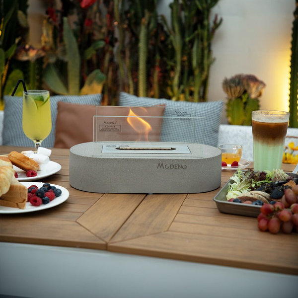 Envelor Luspa Stone Bio-Ethanol Outdoor Tabletop Fireplace with Flame ...
