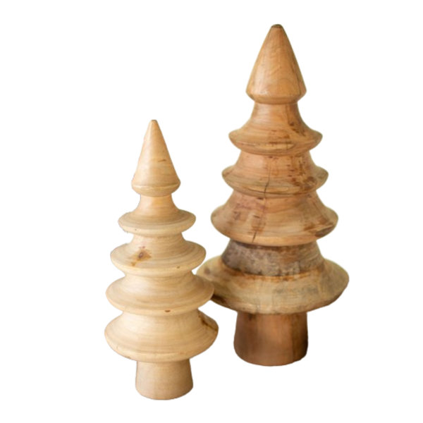 2 Piece Turned Mango Wood Christmas Trees | Birch Lane