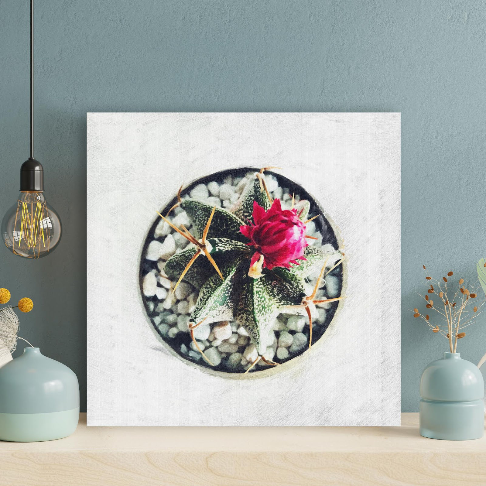 Dakota Fields Red Cactus Flower - 1 Piece Square Graphic Art Print On ...