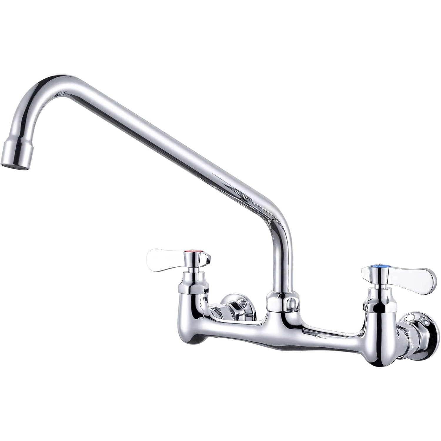 Senlesen Chrome Commercial Kitchen Faucet 2-Handle Mixer 14 inch Swivel ...