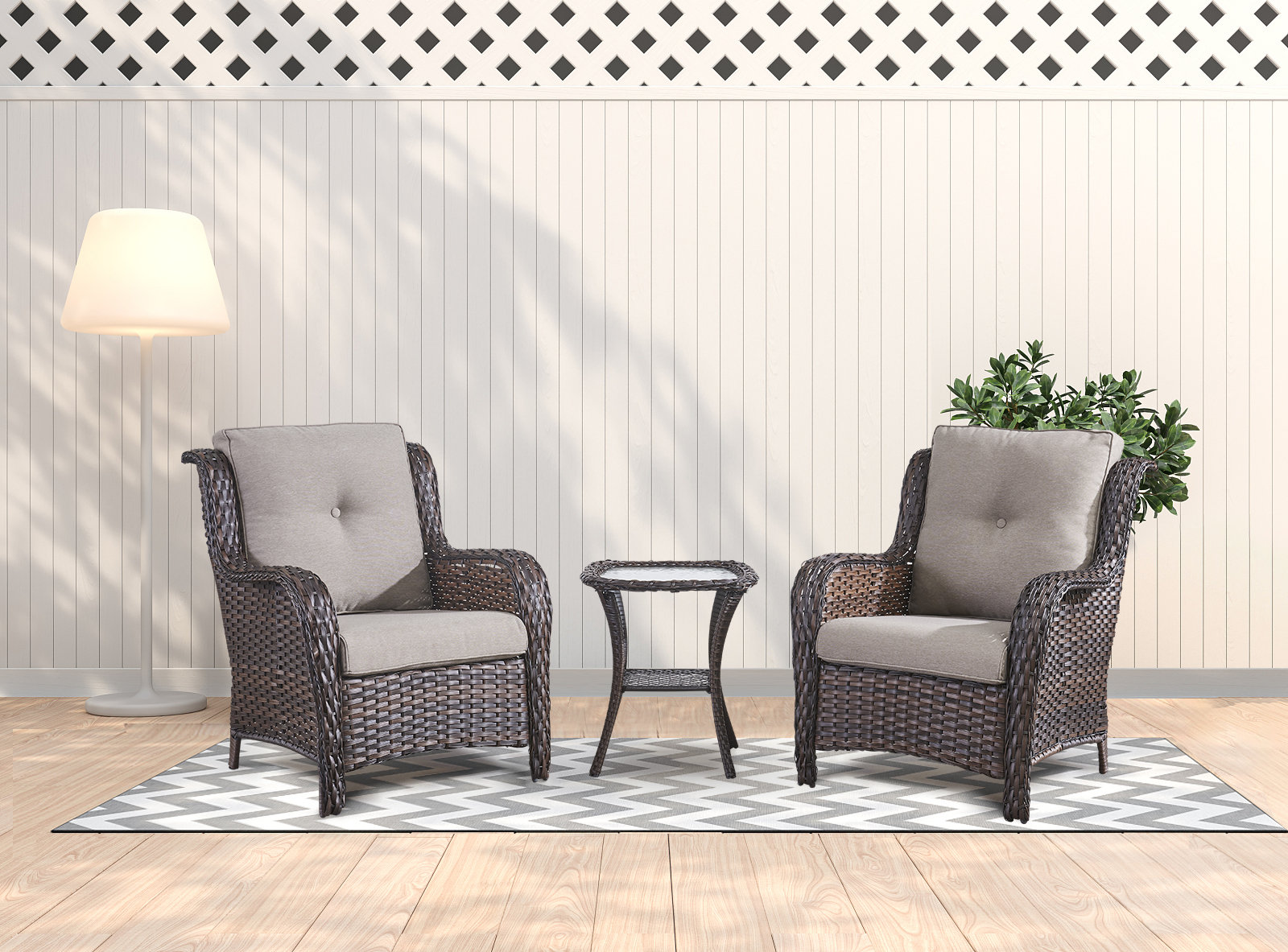 Hummuh Carolina 3 Piece Rattan Seating Group with Cushions & Reviews ...