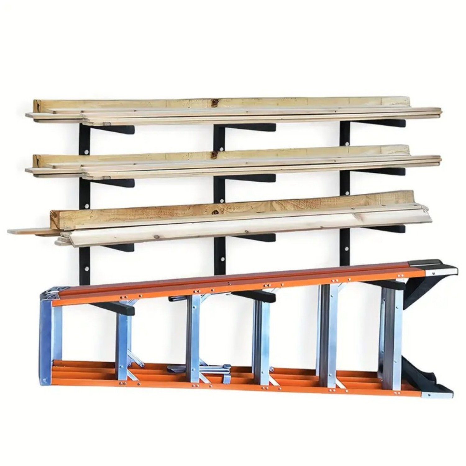 17 Stories Lumber Storage Rack Wall Mount Wood Storage Racks, Metal ...