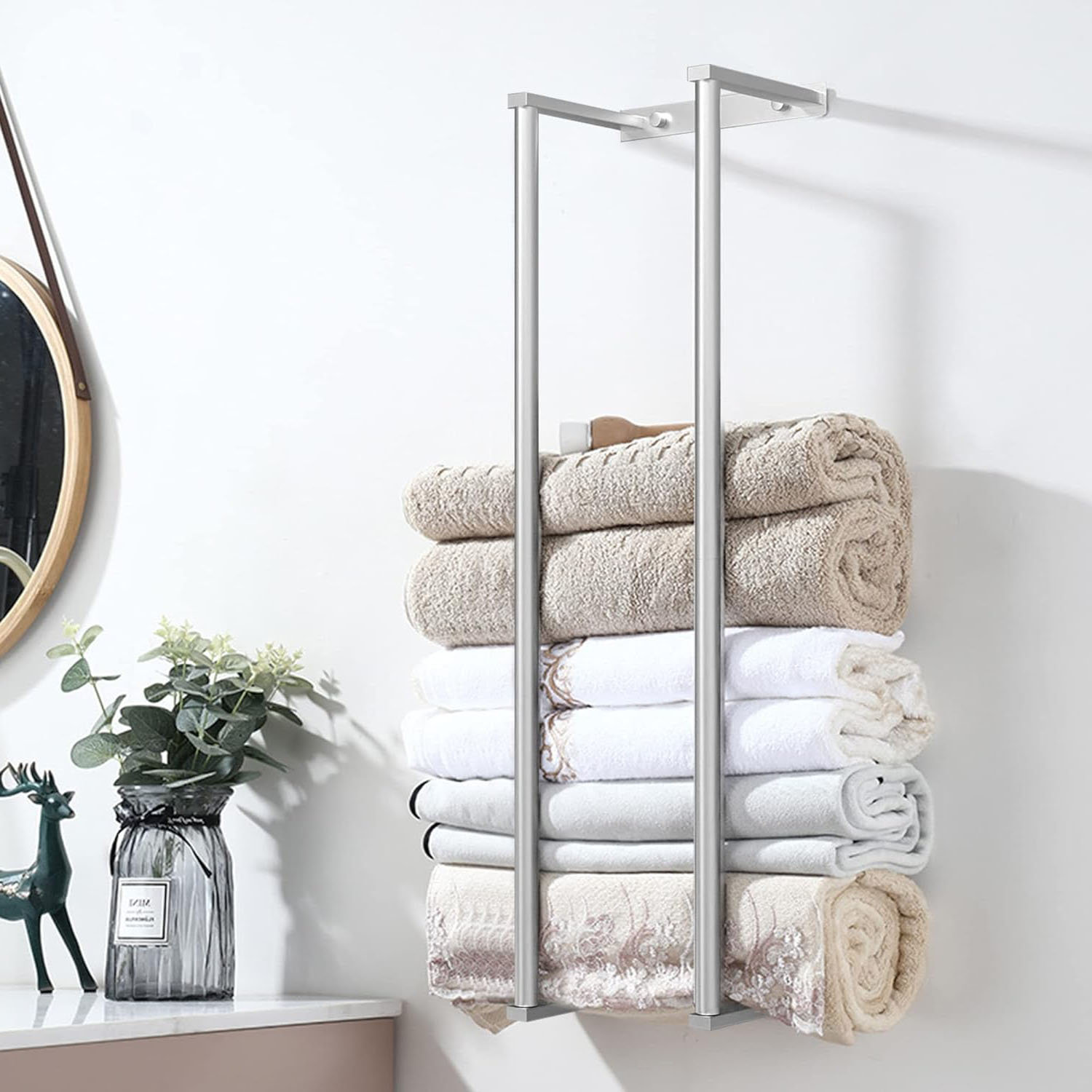 Wonpex Towel Holder for Bathroom Wall, for Storing Towels, Robes ...