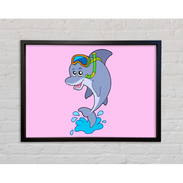 Bright Star Snorkeling Dolphin Pink - Single Picture Frame Art Prints ...
