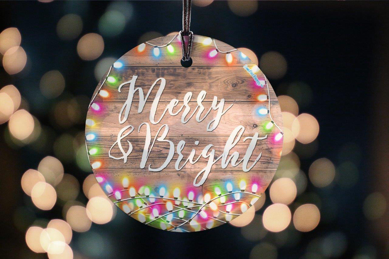 The Holiday Aisle® Merry and Bright Hanging Glass Print | Wayfair
