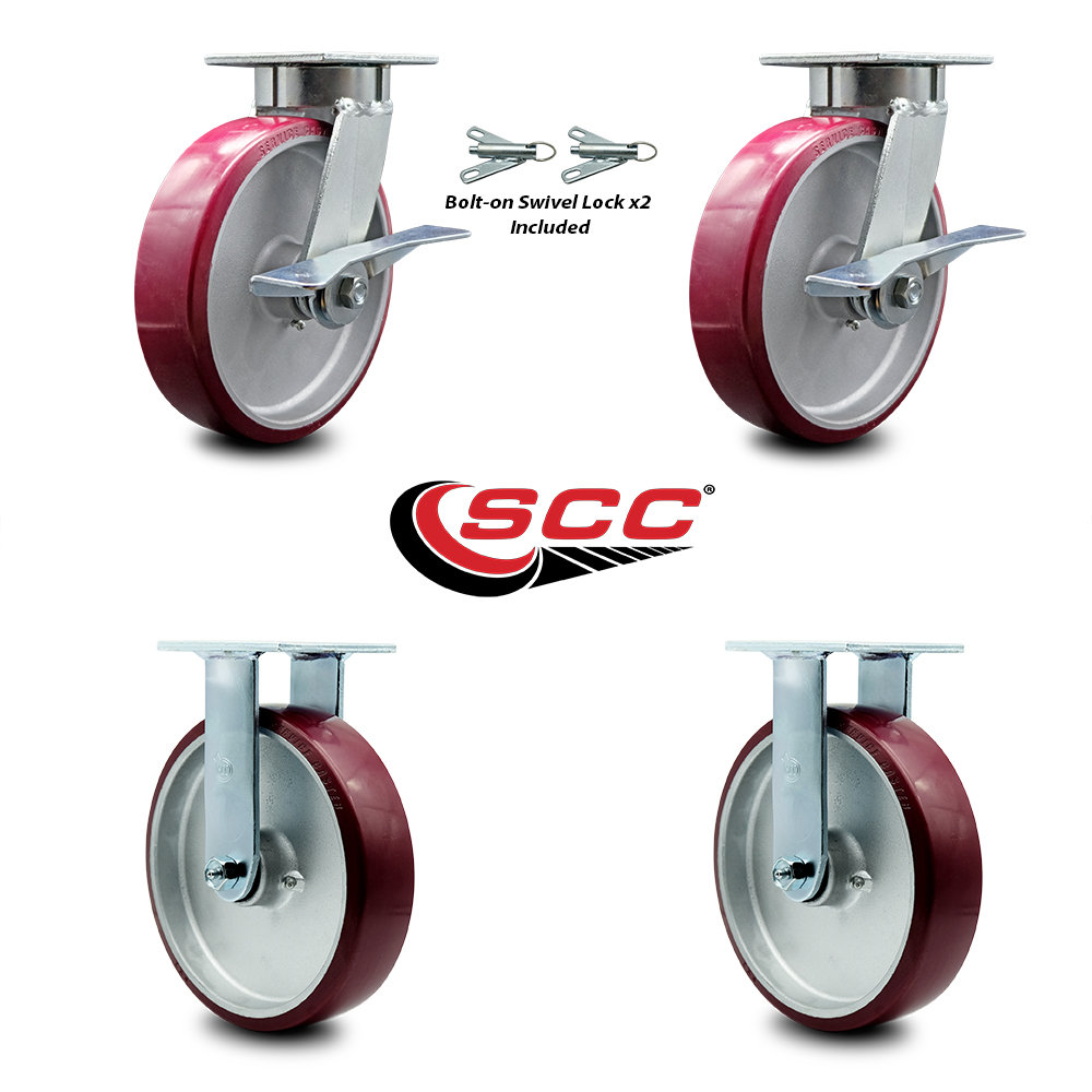 Service Caster 4 Piece Poly on Aluminum Caster Set | Wayfair