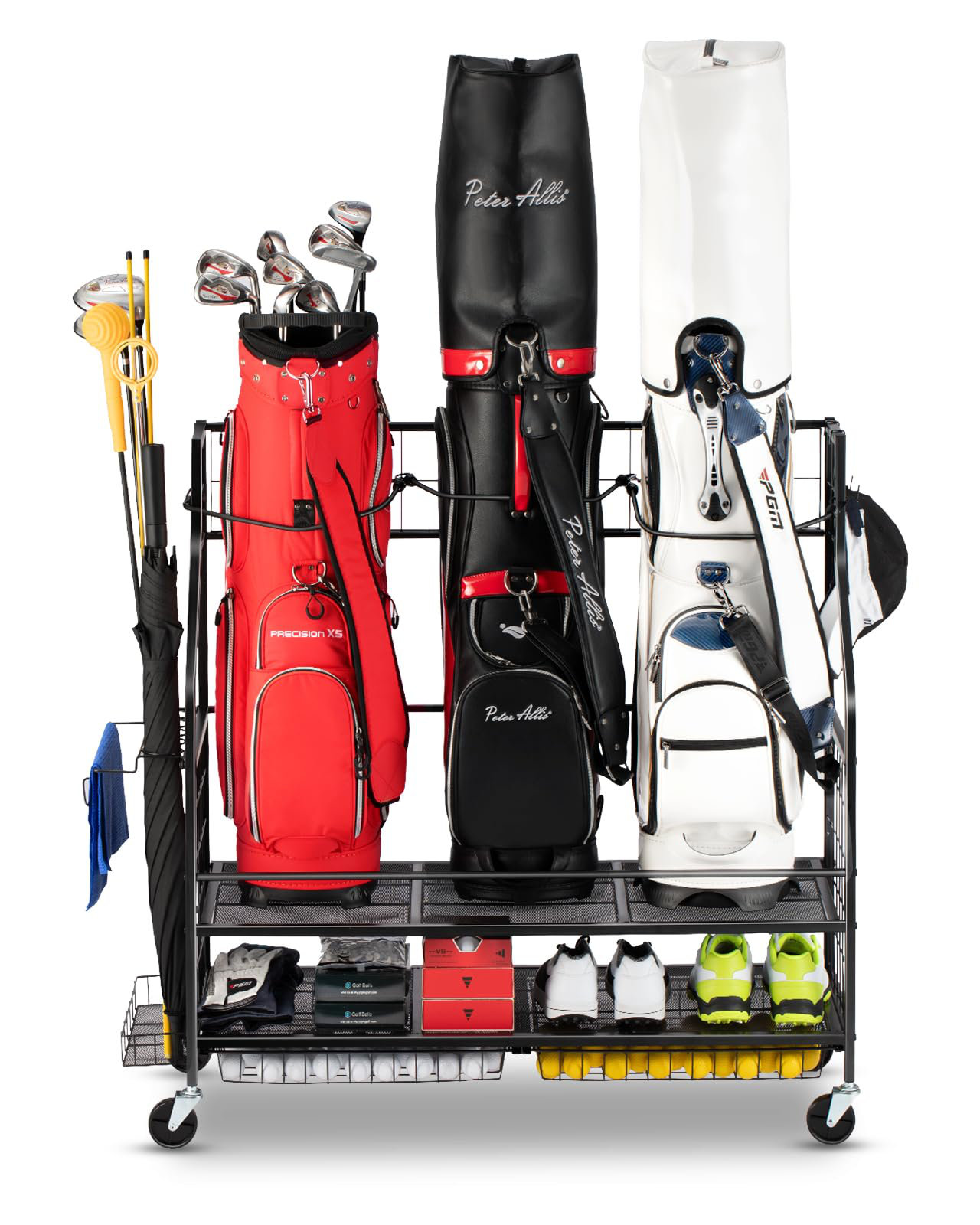 17 Stories 3 Golf Bag Storage Garage Organizer, Golf Bag Stand Fit For ...