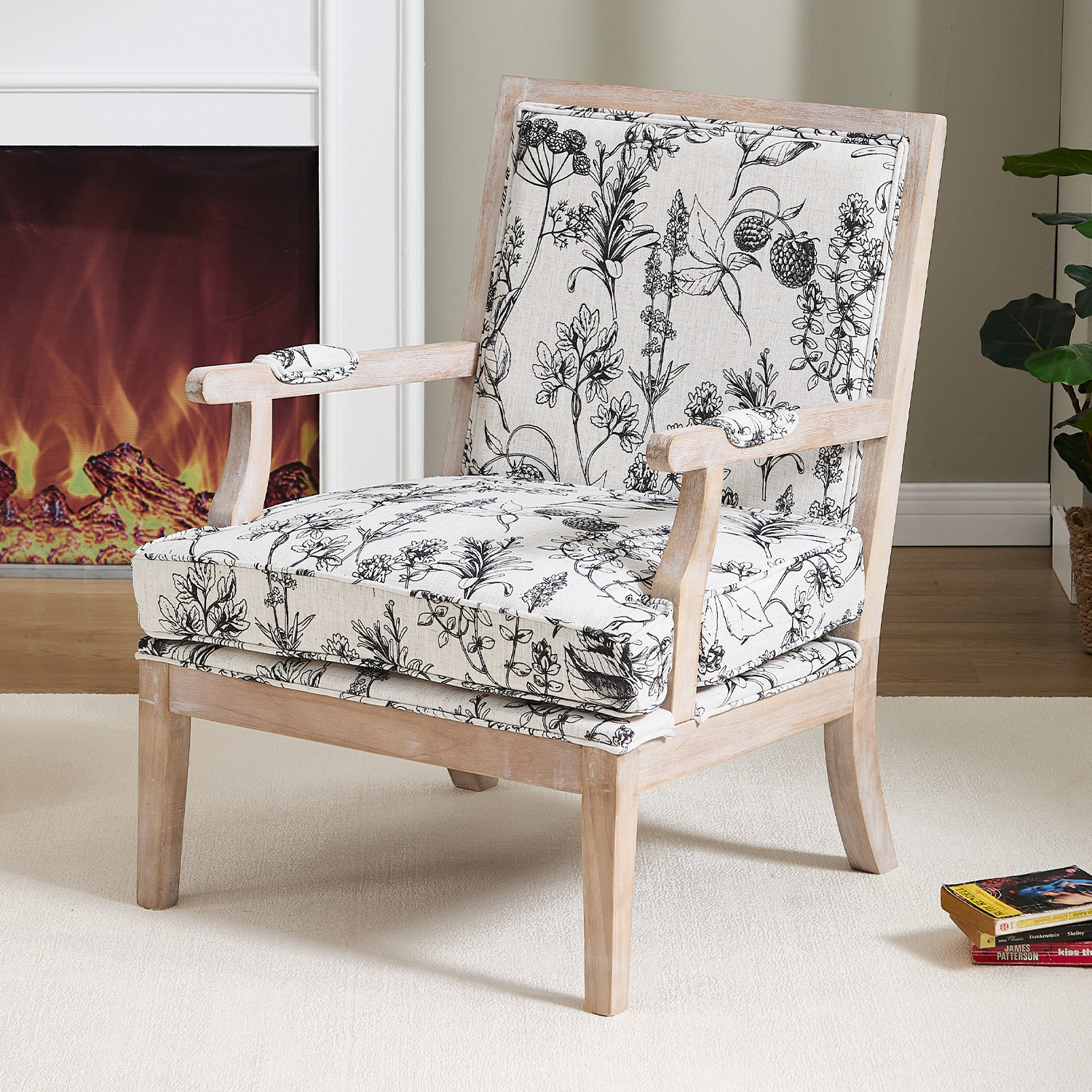 Red Barrel Studio® 26" Wide Mid Century Linen Upholstered Solid Wood ...