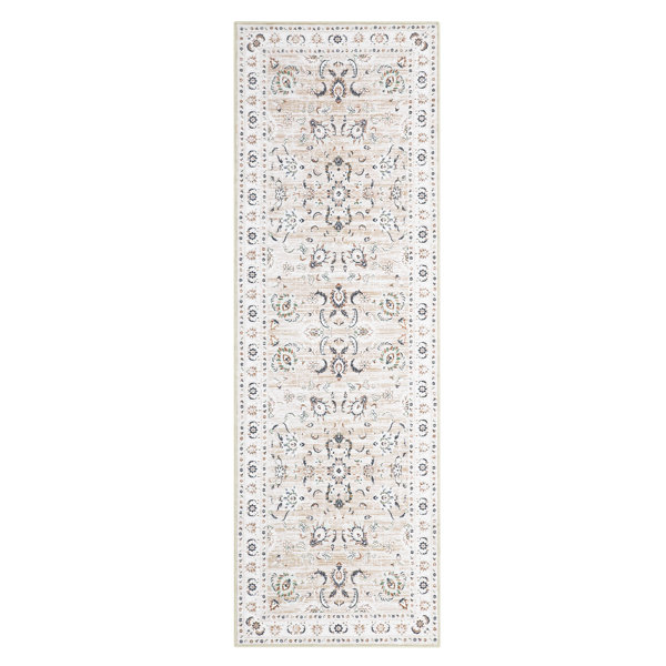 Bungalow Rose Washable Area Rug for Living Room Vintage Rococo Soft ...