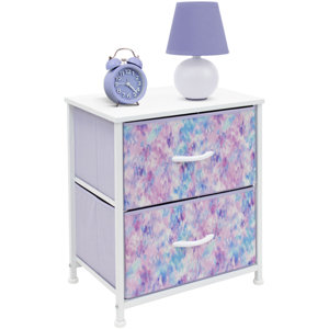 Sorbus Nightstand with 2 Drawers in Tie Dye Purple | Wayfair