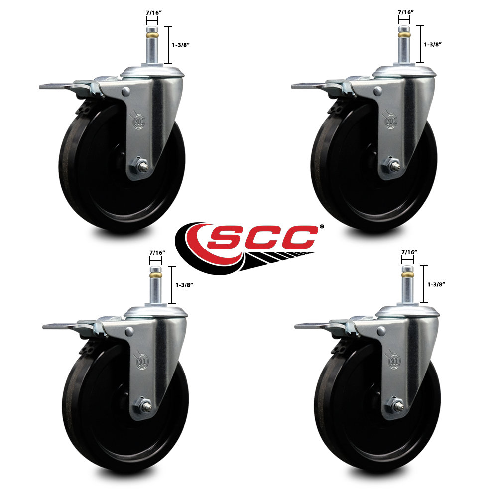 Service Caster Swivel Grip Ring Stem Caster with Total Lock Brake | Wayfair