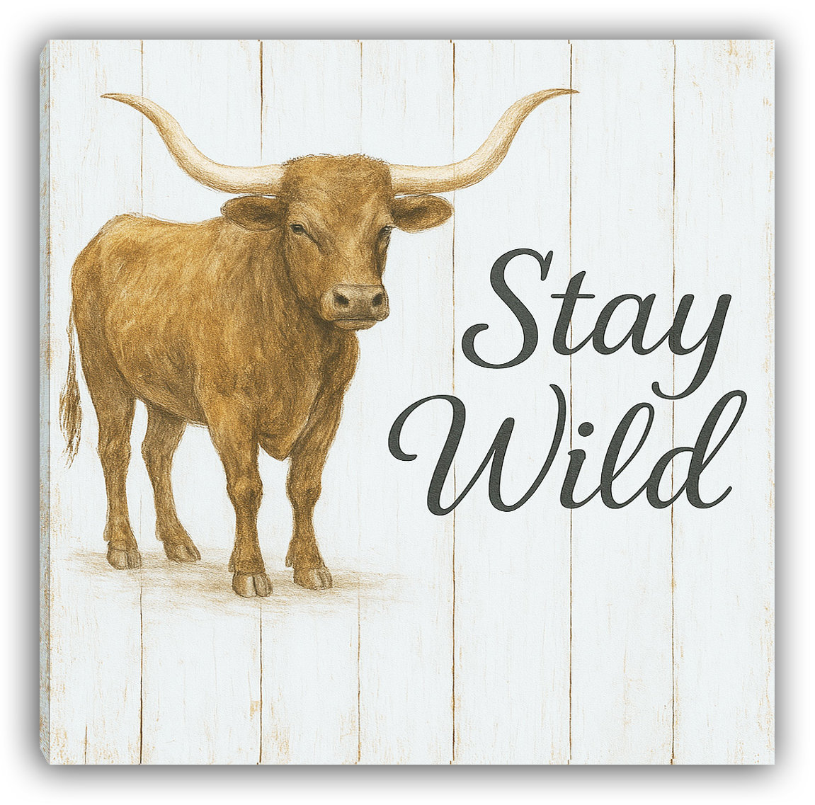 Ophelia & Co. Stay Wild - Longhorn Bull Rustic Farmhouse Canvas Art ...