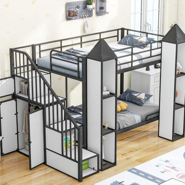 Wrought Studio Twin Over Metal Bunk Bed With Wardrobe & Tremendous ...