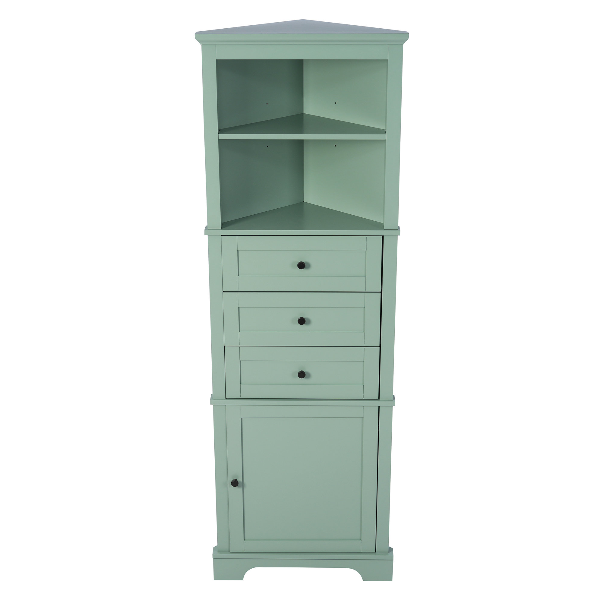 Tansole Green Triangle Tall Cabinet with 3 Drawers and Adjustable ...
