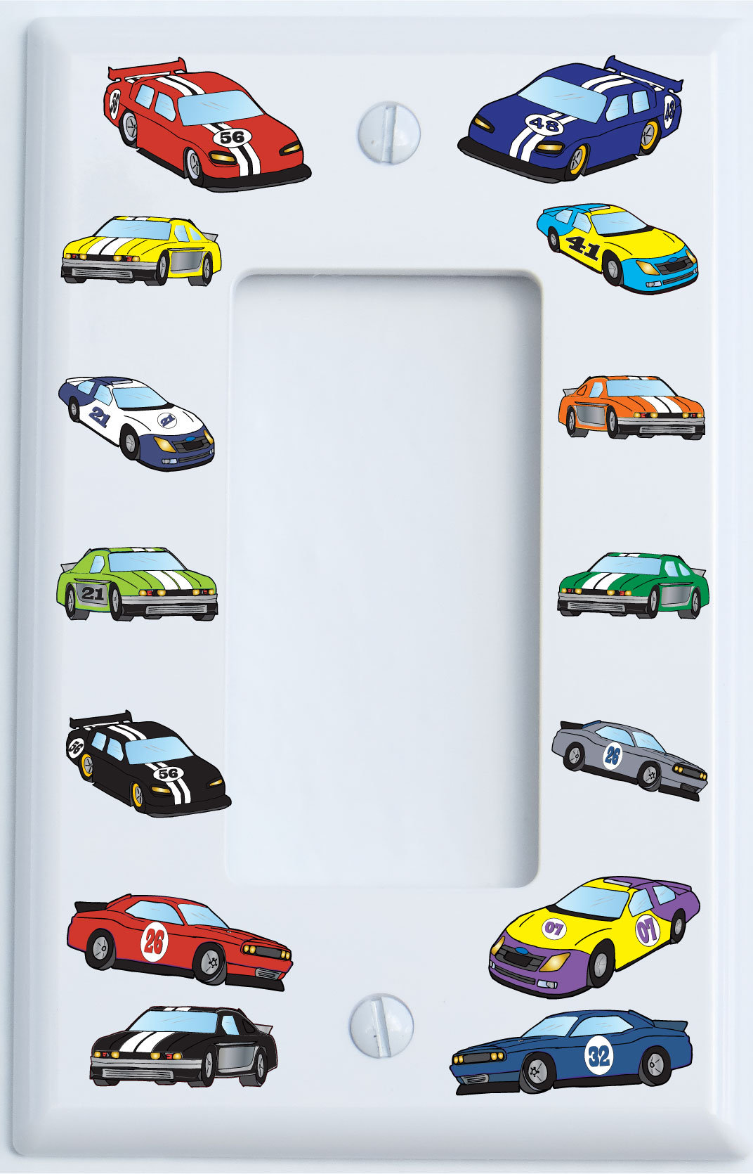 Presto Chango Decor Stock Race Car 1-Gang Rocker Wall Plate | Wayfair