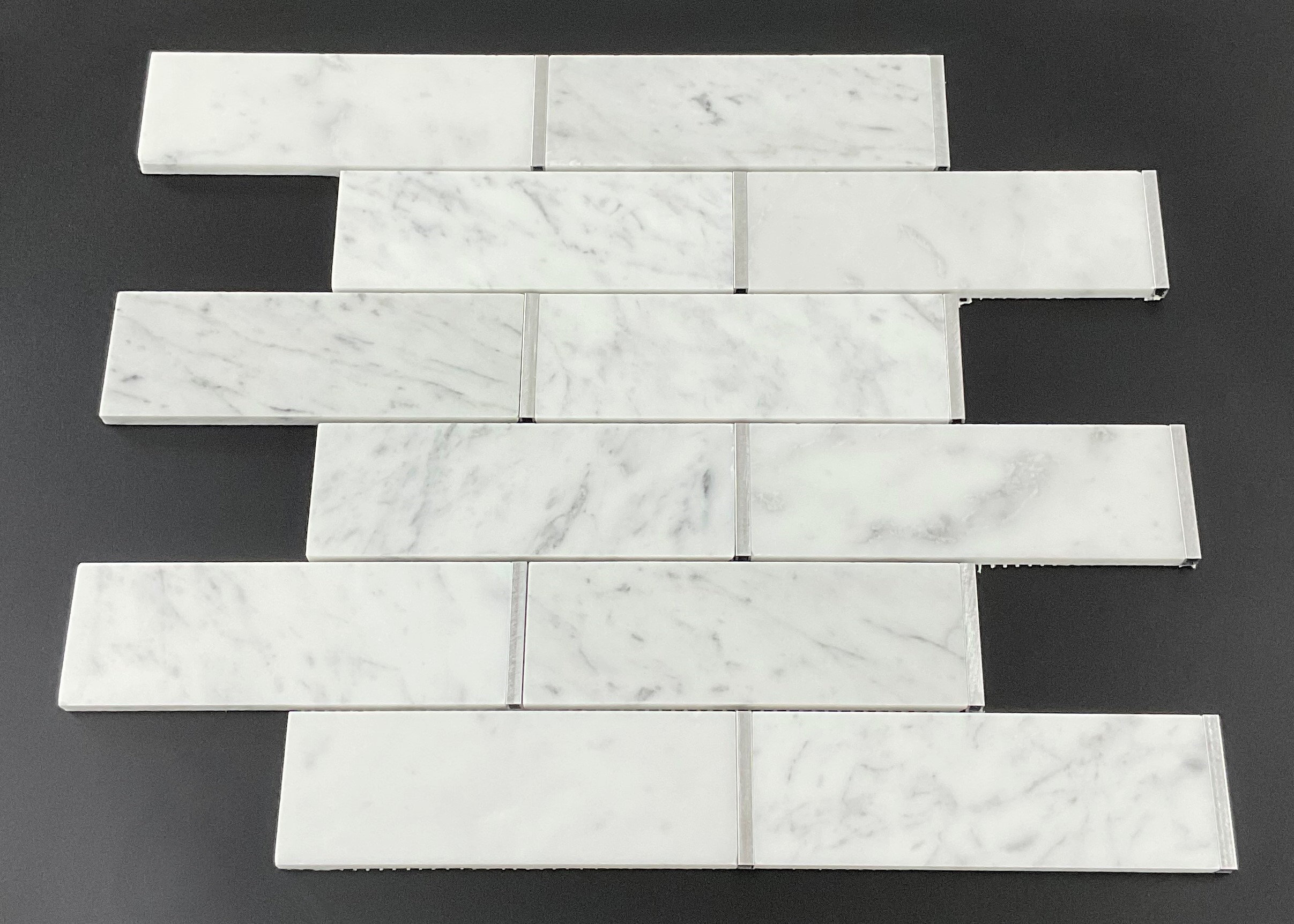 ES Stone 2" x 6" Marble and Metal Mosaic Brick Pattern Wall & Floor ...