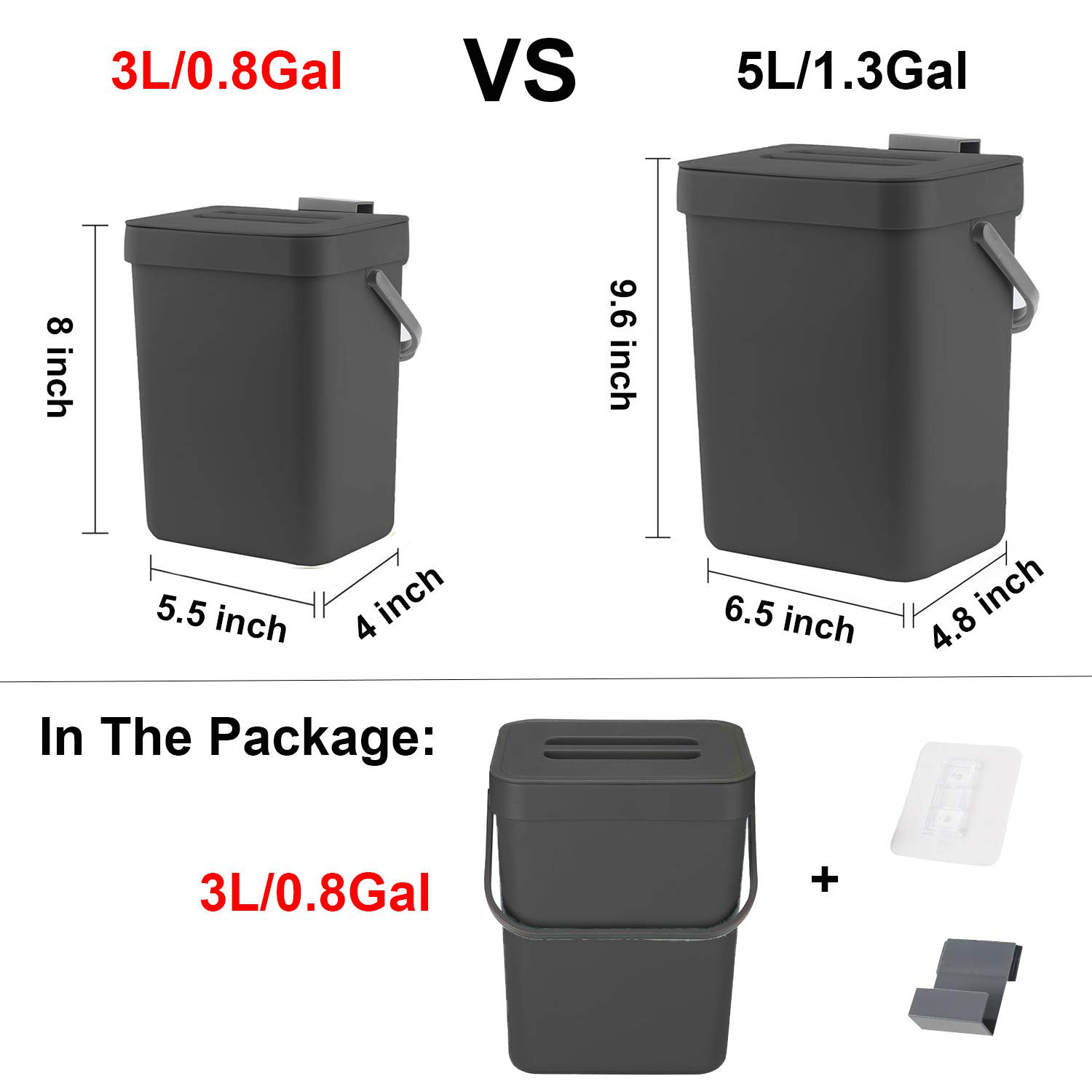 Fish hunter Mini Countertop Trash Can, Compact Waste Basket Garbage Can ...