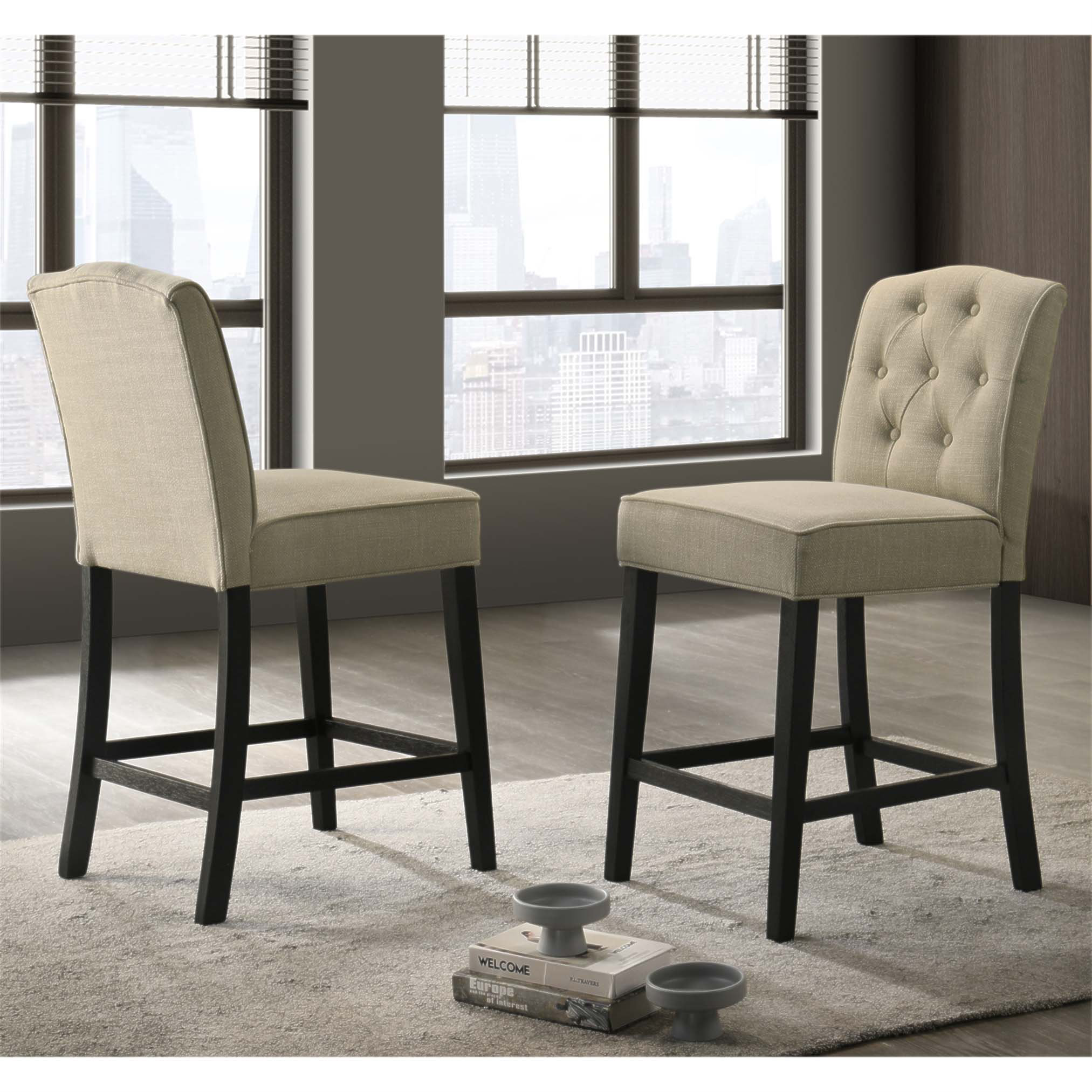 Hokku Designs Set Of 2 Upholstered Counter Height Chairs With Sturdy ...