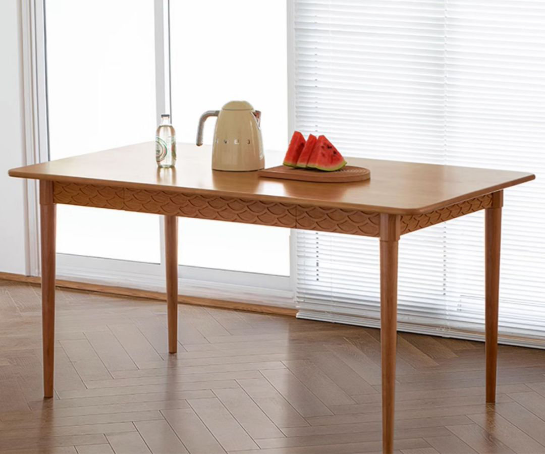 Gracie Oaks 55.12" Cherry Wood Colour Rectangular Solid Wood Dining ...
