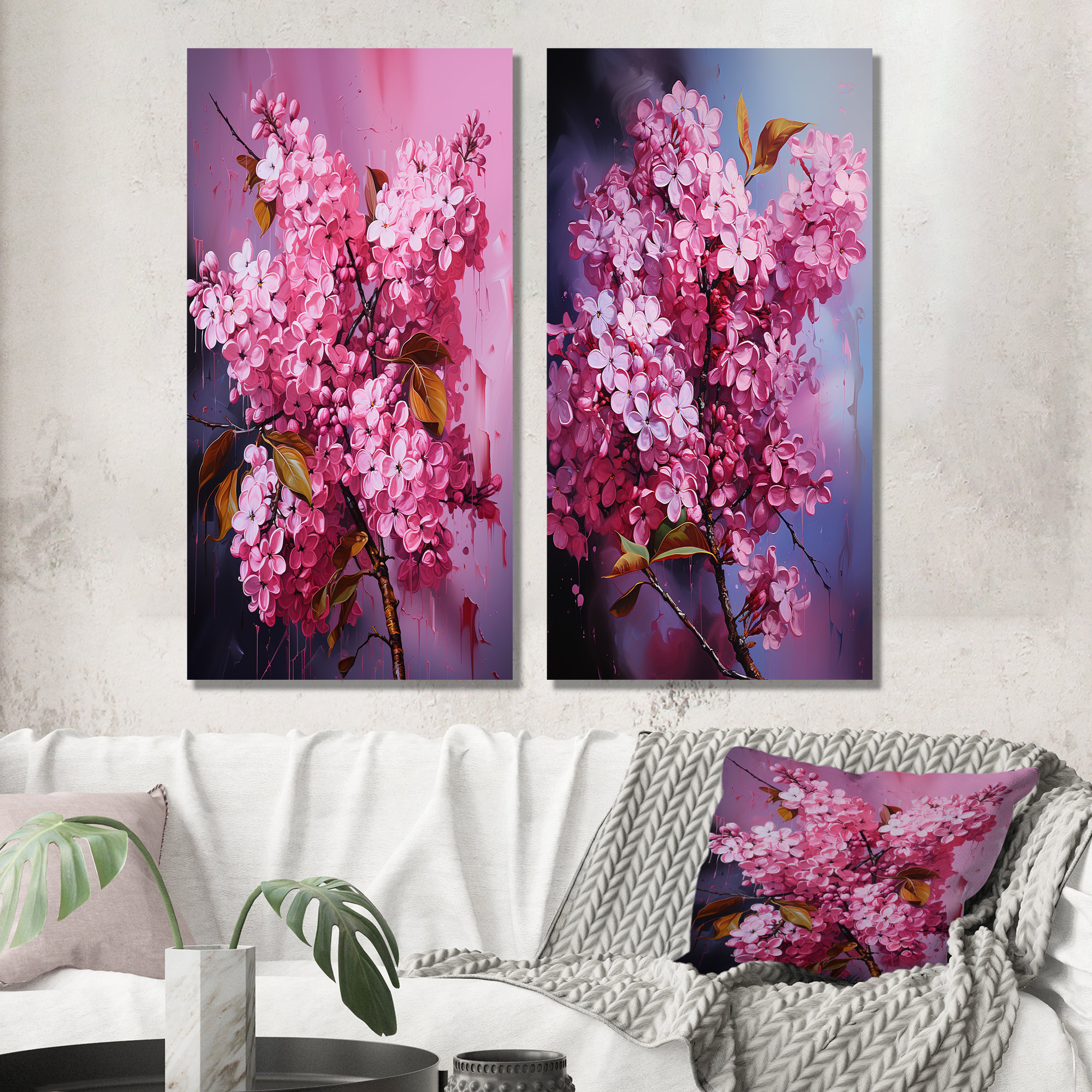 Lark Manor Neon Pink Lilacs Pop Beauty Unveiled - Lilacs Wall Art ...