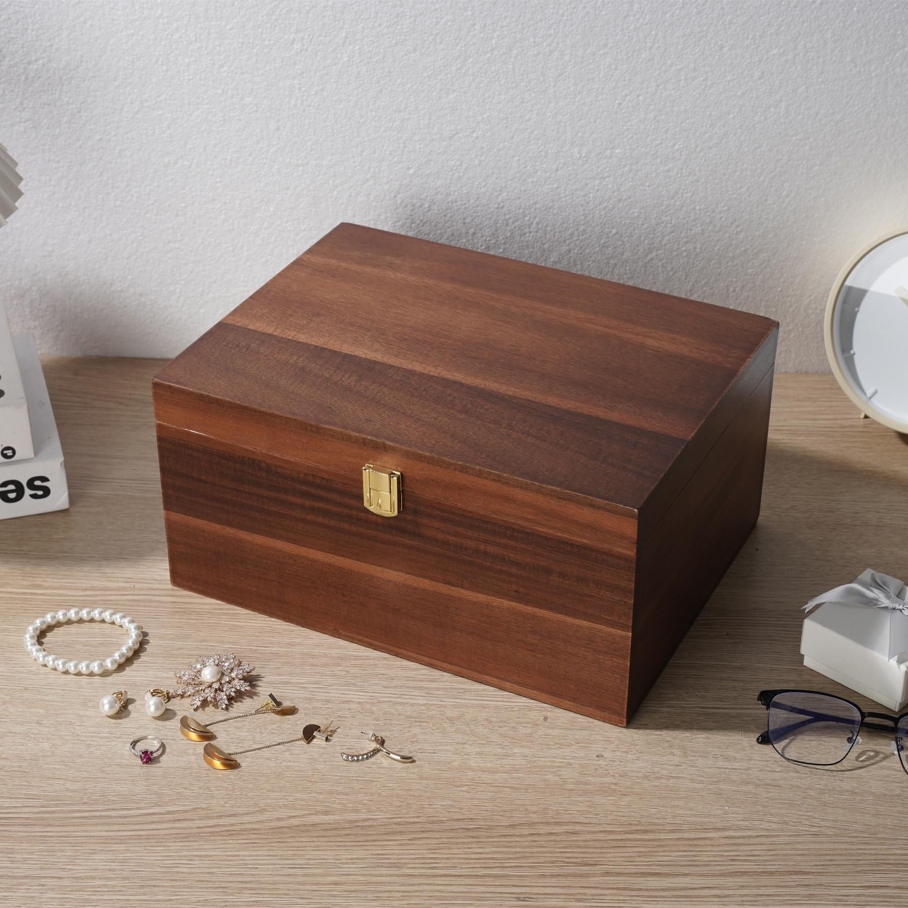 Winston Porter Large Wooden Keepsake Box - Wooden Storage Box ...
