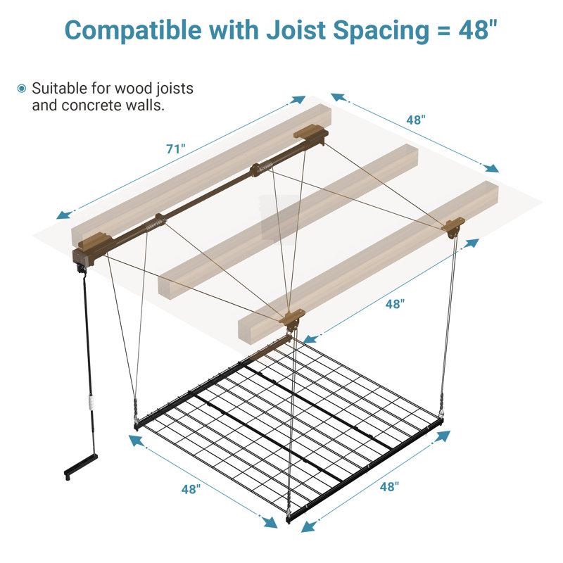 Rebrilliant Monieke 4x4 Ft Ceiling Garage Storage Rack with Height ...