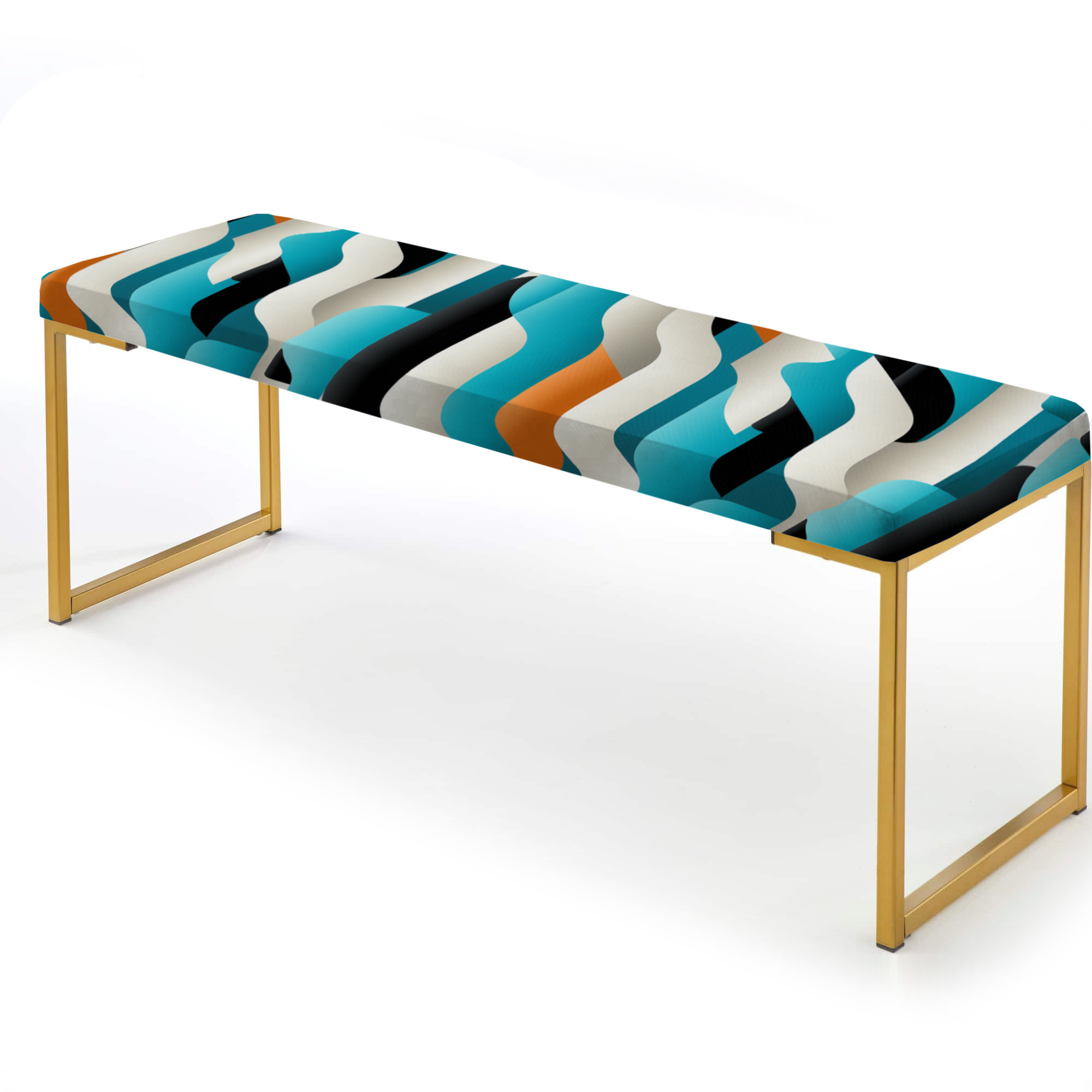 Design Art Blue And White Futuristic Lined Mirage - Striped Upholstered ...