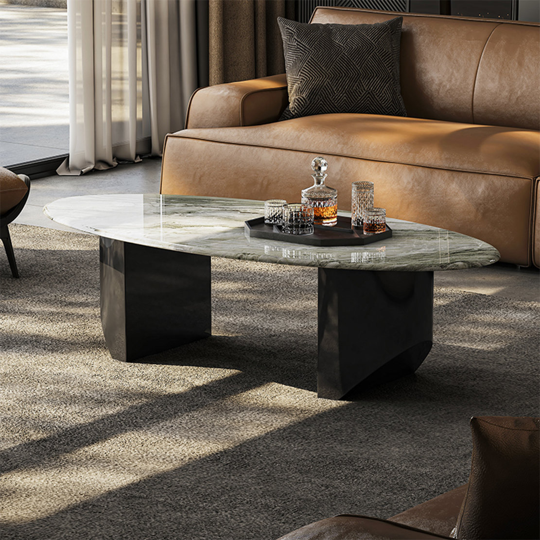 Orxva Galaxy Oval marble coffee table living room | Wayfair