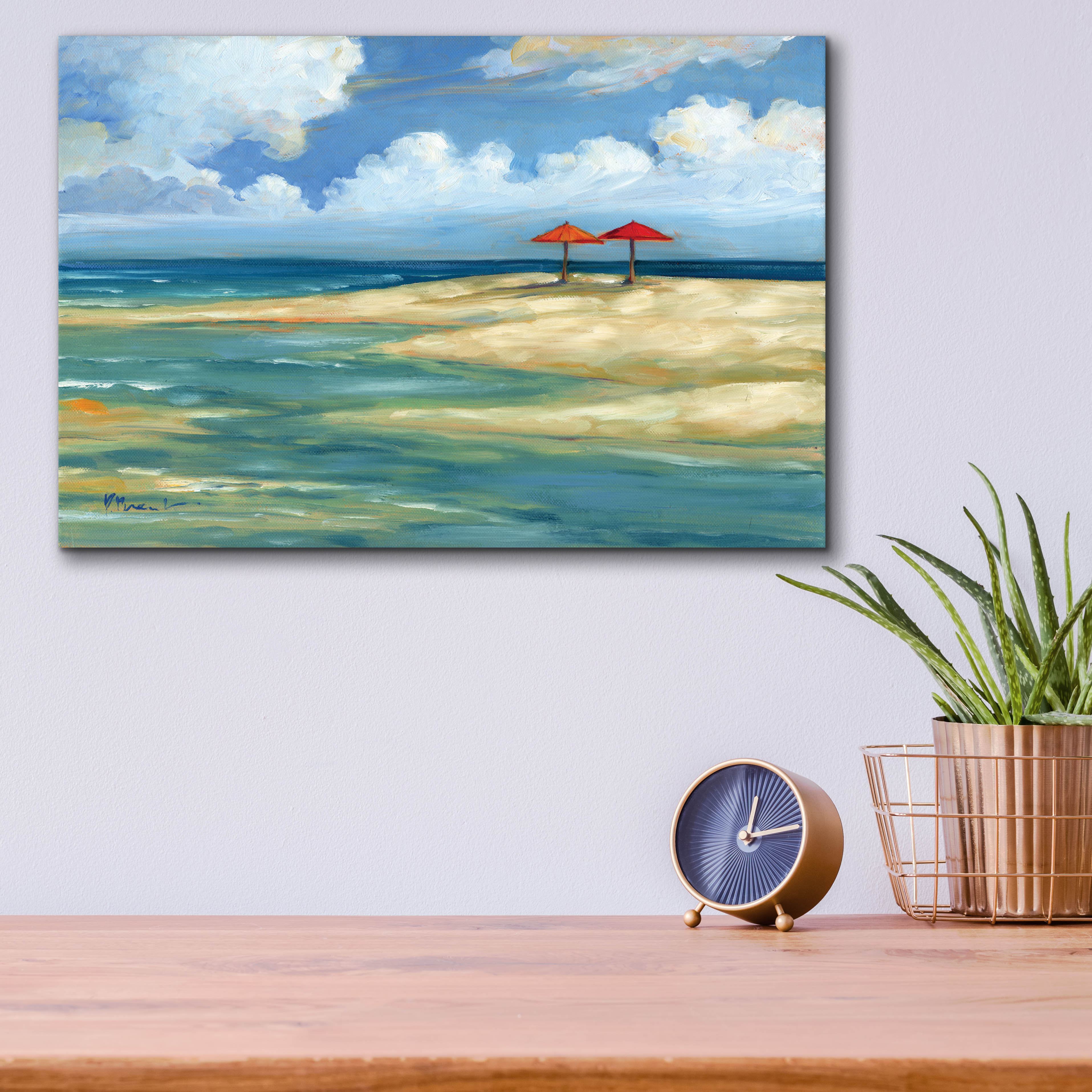 Highland Dunes 'Umbrella Beachscape - Orange and Red' by Paul Brent ...