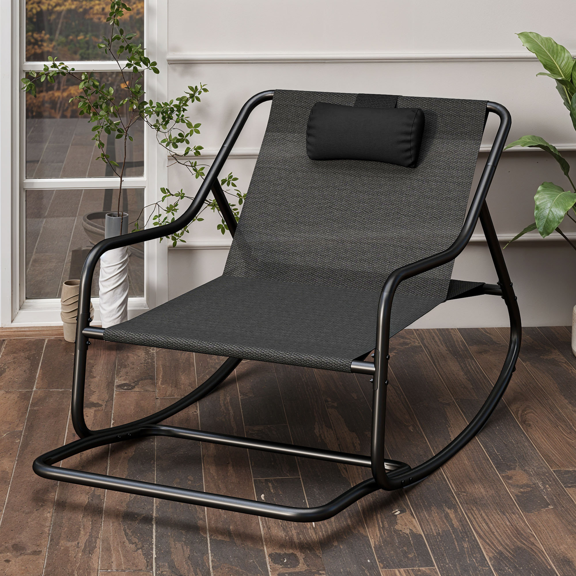 Ebern Designs Metal Patio Rocking Chair | Wayfair