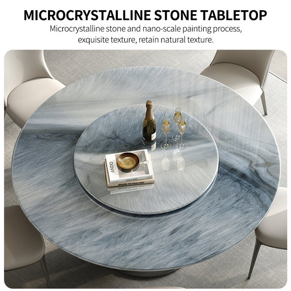ALLNICEDT Luxury simple microlite round dining table set | Wayfair