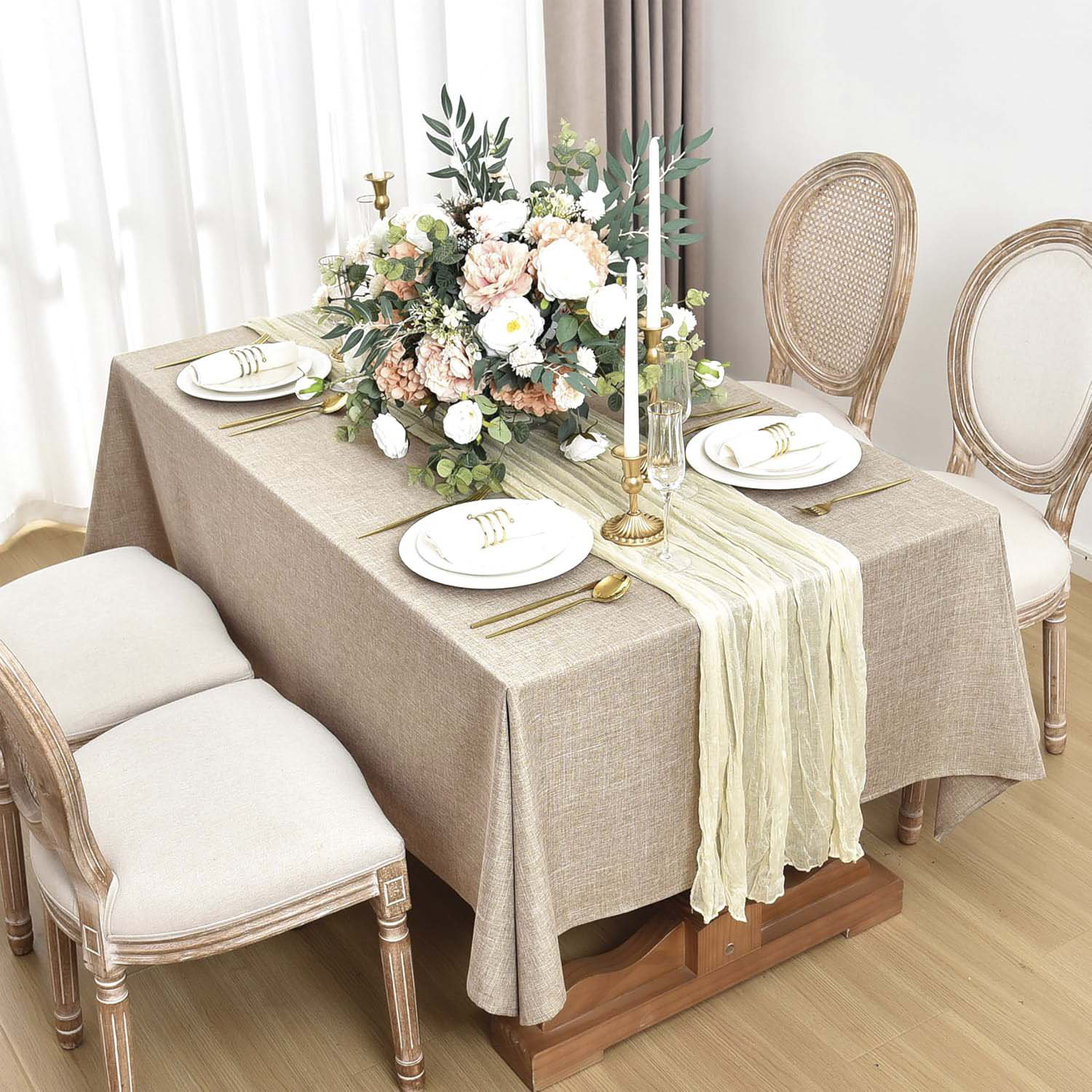 Latitude Run® Linen Tablecloths For Rectangle Tables: Water & Stain ...