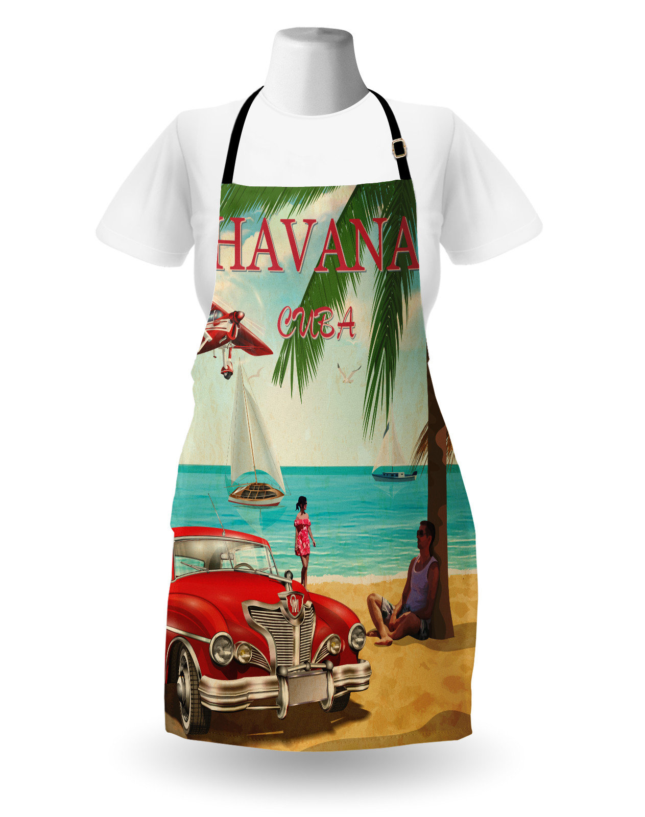 East Urban Home Travel Apron Unisex Retro Havana Cuba Car Beach Adult ...