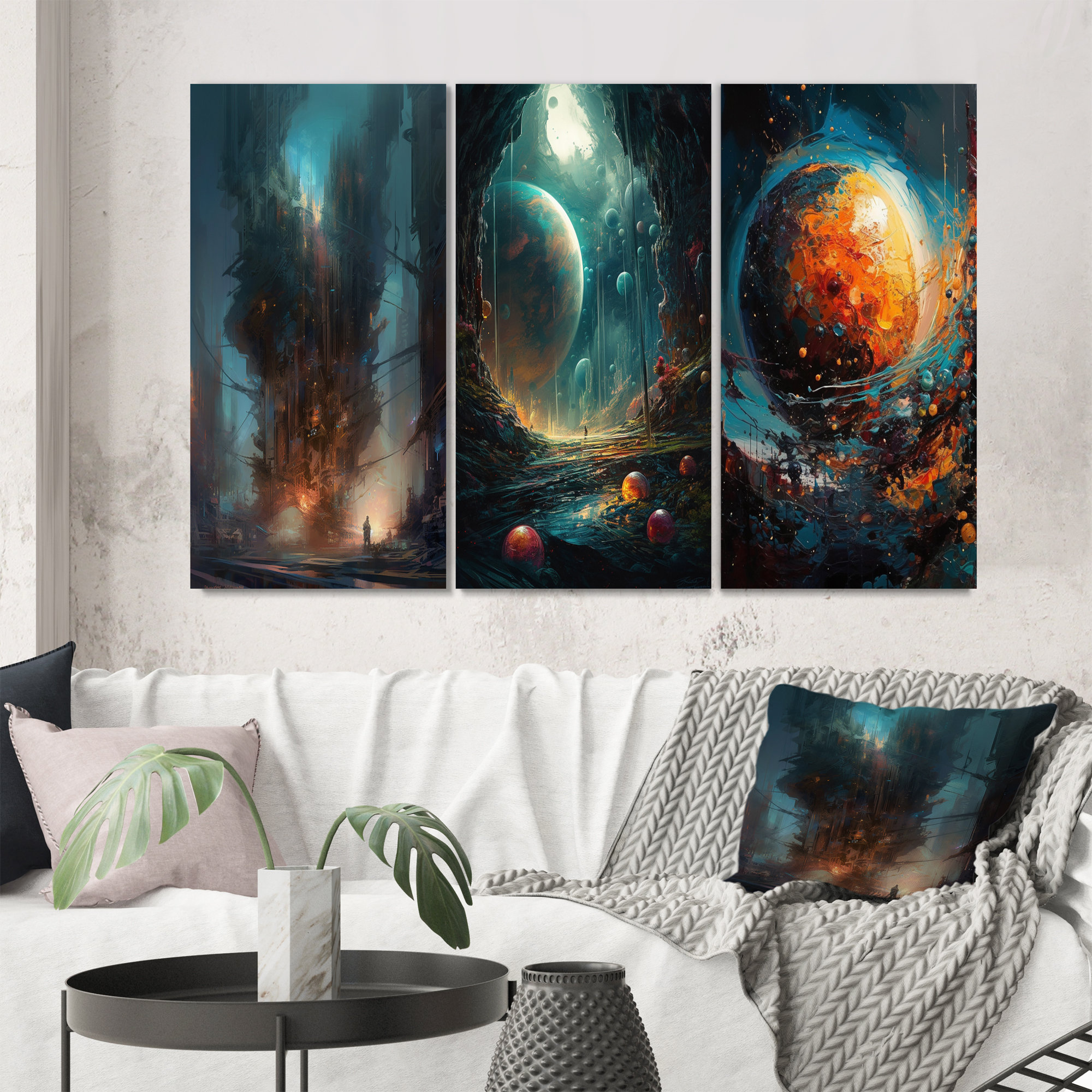 Ivy Bronx " Look Into Space " 3 - Pieces on Canvas | Wayfair