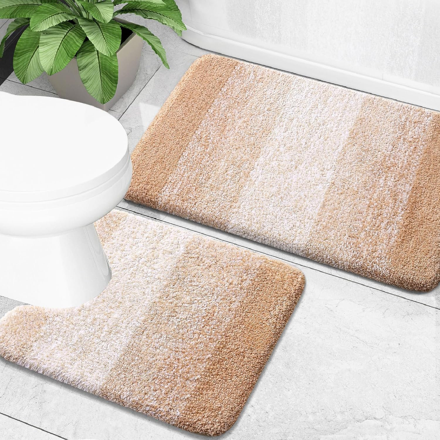 Orren Ellis Bathroom Rug Set 2 Piece, Soft Bath Rugs and U-Shaped ...