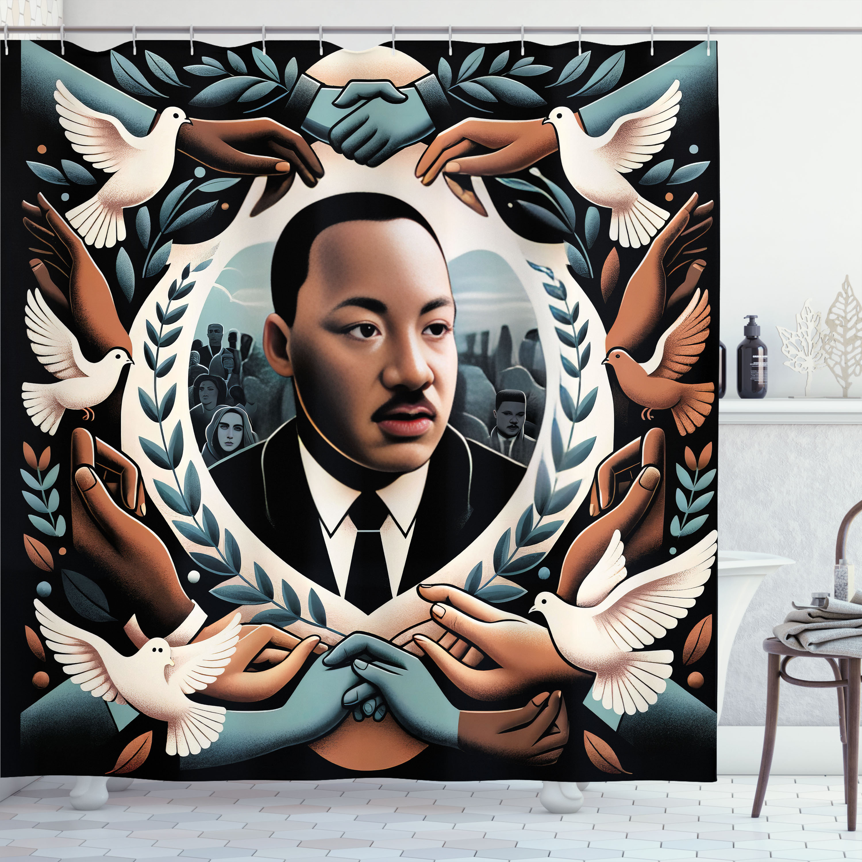 East Urban Home Martin Luther King Jr Day Shower Curtain Portrait in ...