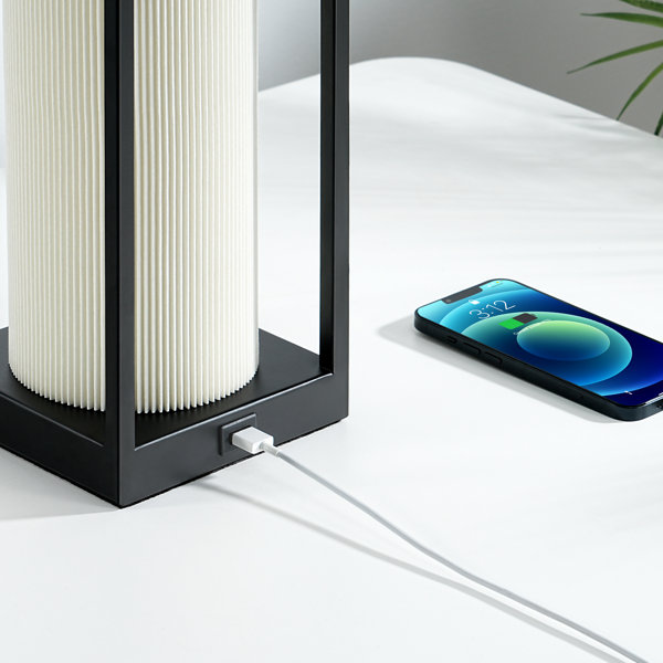Ebern Designs Kallick Metal Touch Control Table Lamp with USB and Bulb ...