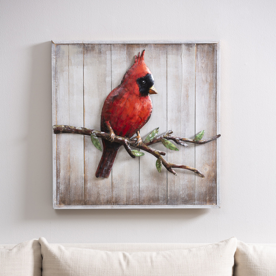 The Holiday Aisle® Red Cardinal On Metal Illustration | Wayfair