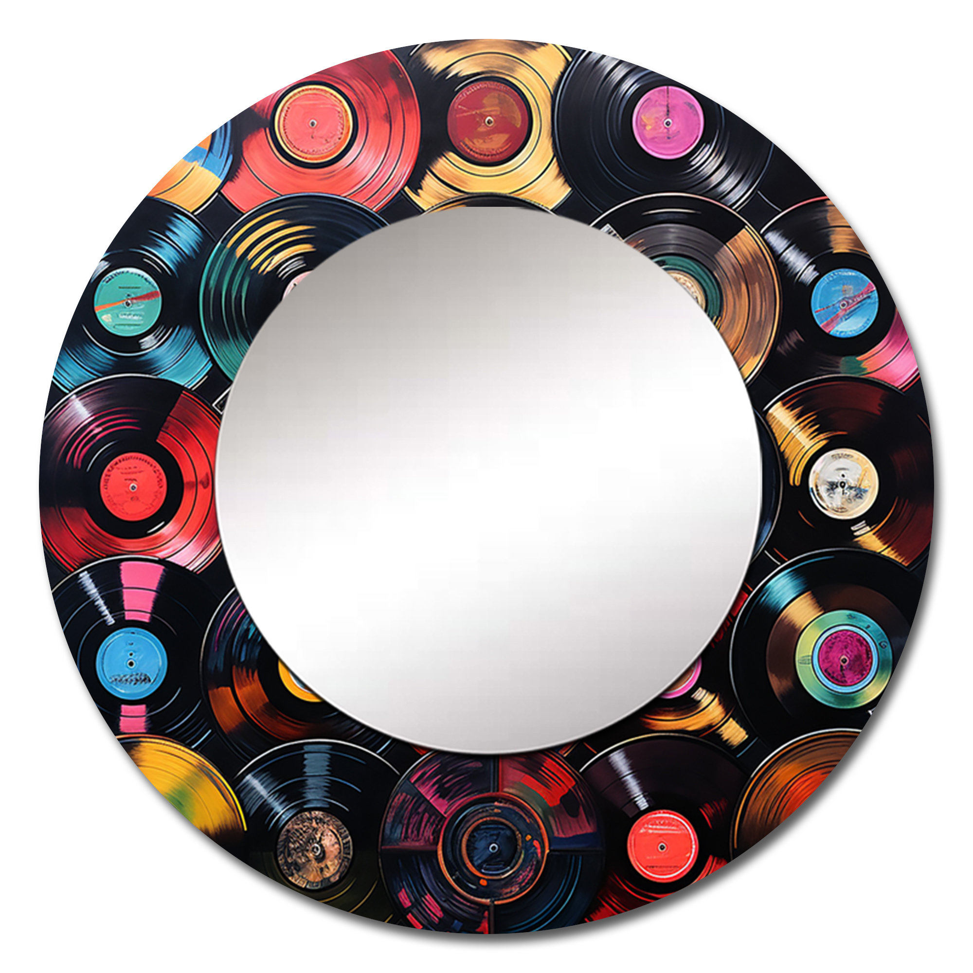 Design Art Colorful Vinyl Records Melodies III - Music Large Round ...