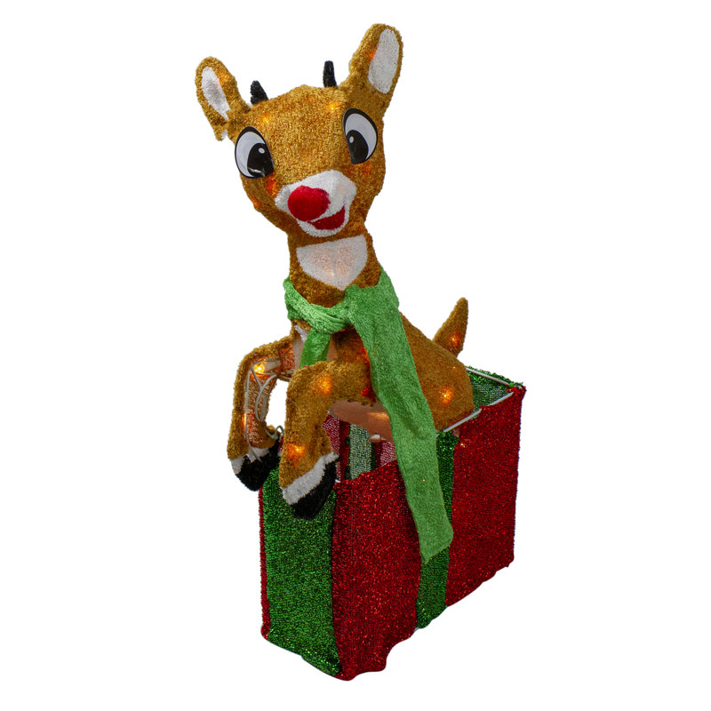 Northlight Seasonal 24" Pre-Lit Rudolph the Red Nosed Reindeer Gift Box ...