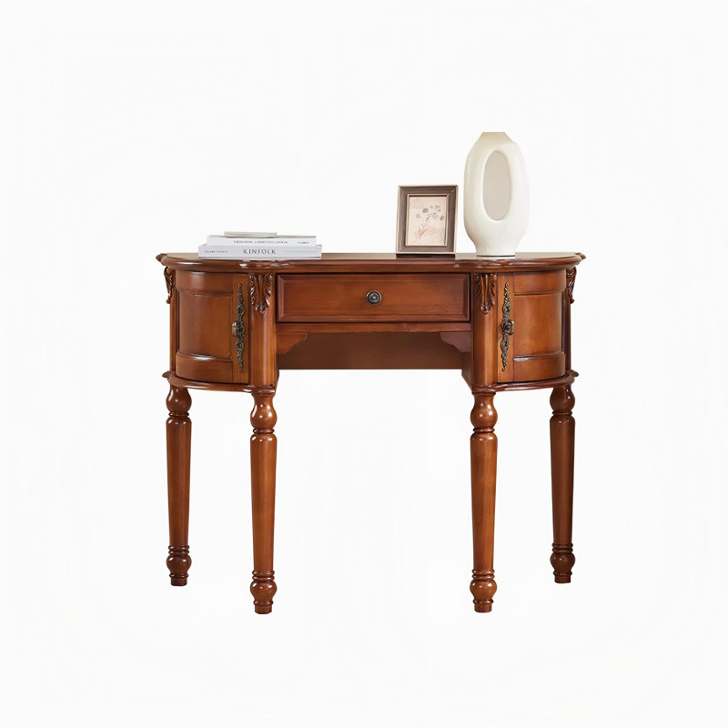 SINNOG Vintage Solid Wood Storage Semi-Circle Entryway Table | Wayfair