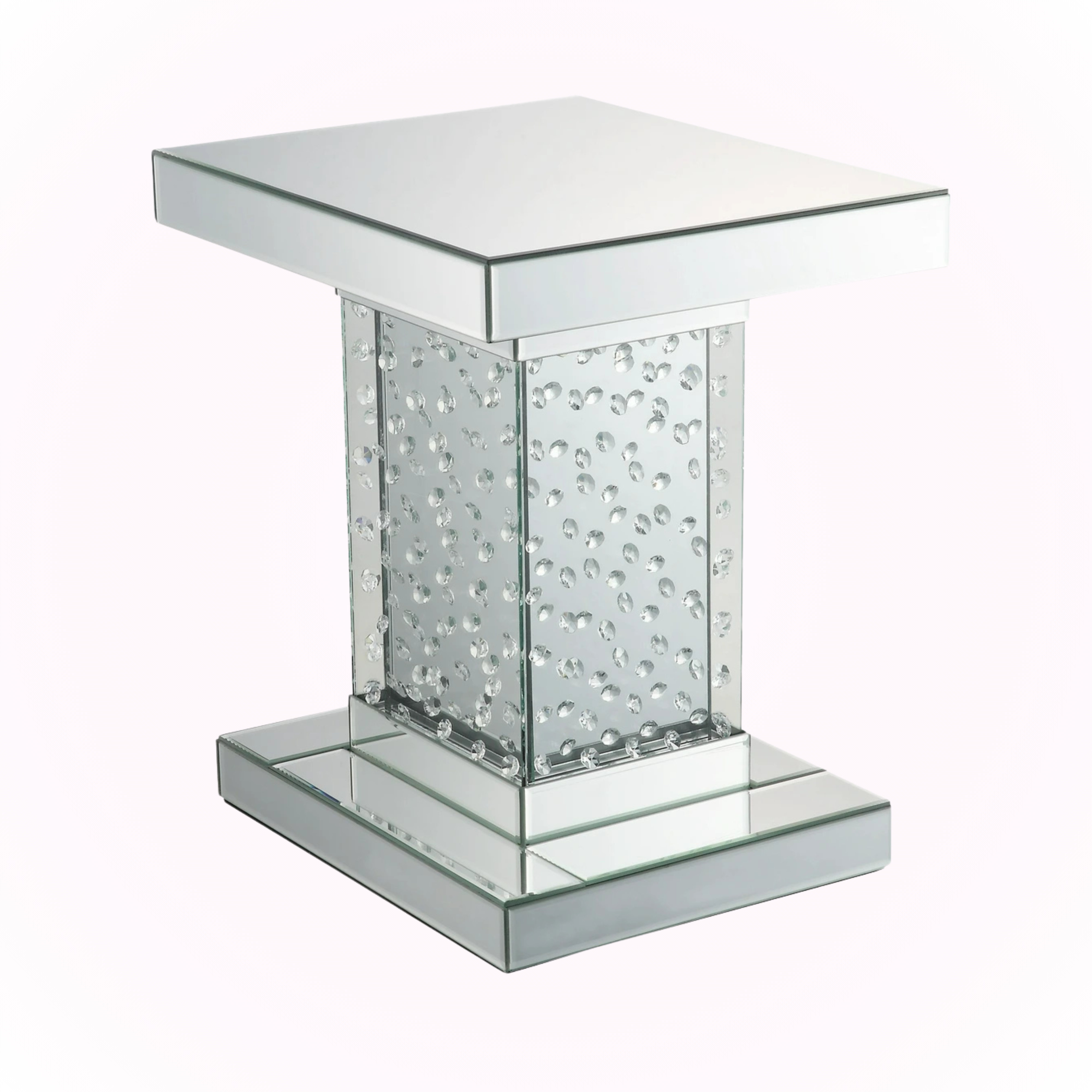 Everly Quinn Iridescence Mirrored and faux crystal end table | Wayfair