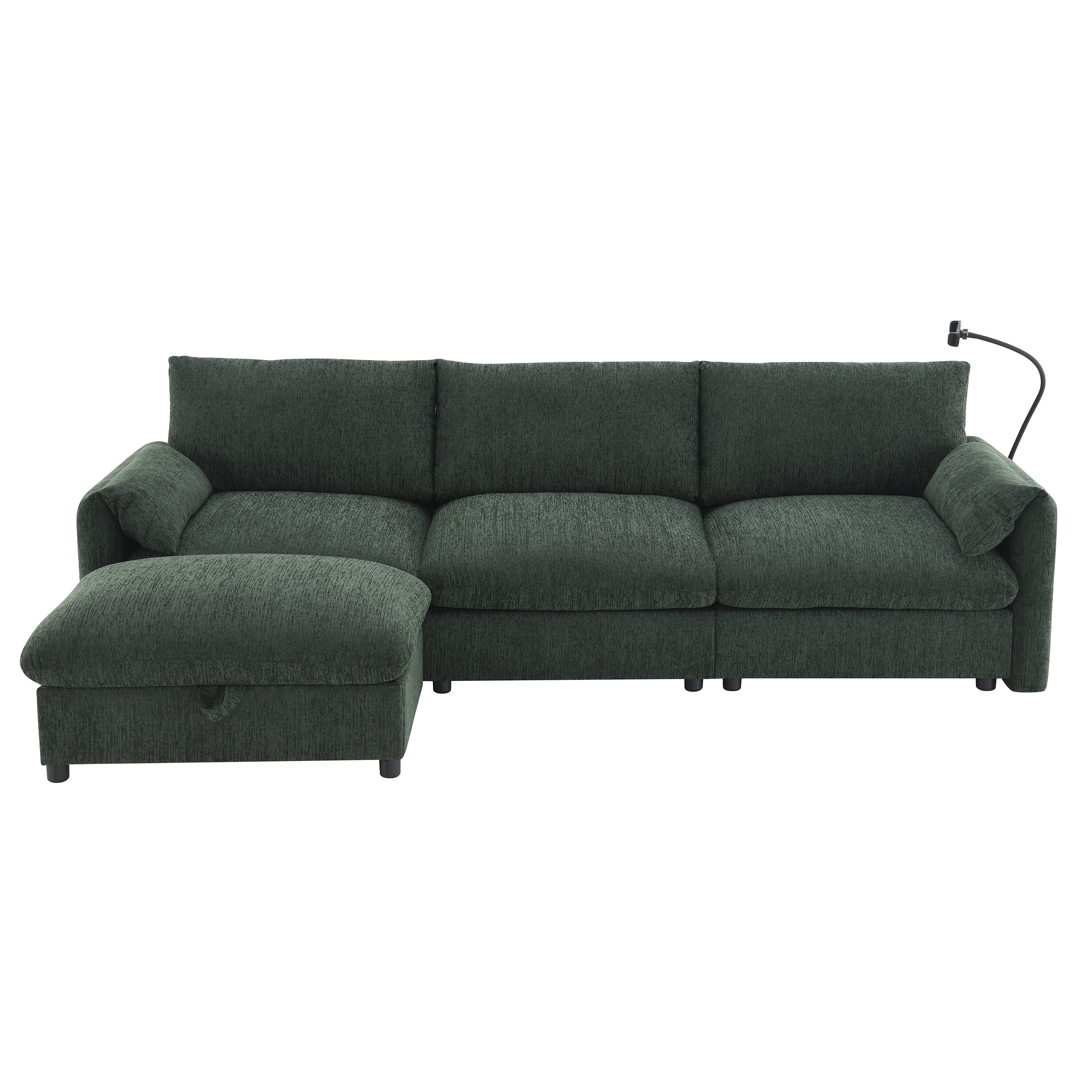 Latitude Run® Sectional Sofa With Storage Ottoman And Pockets ...