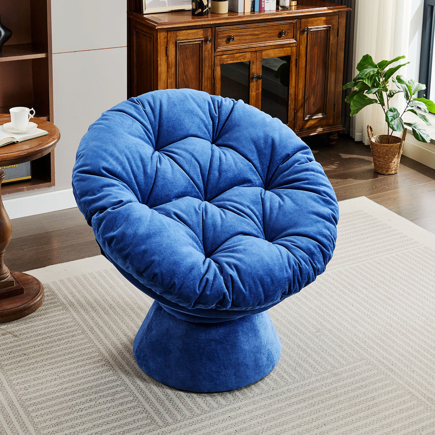 Wrought Studio™ Oversized Swivel Accent Chair, 360 Swivel Barrel Chair ...