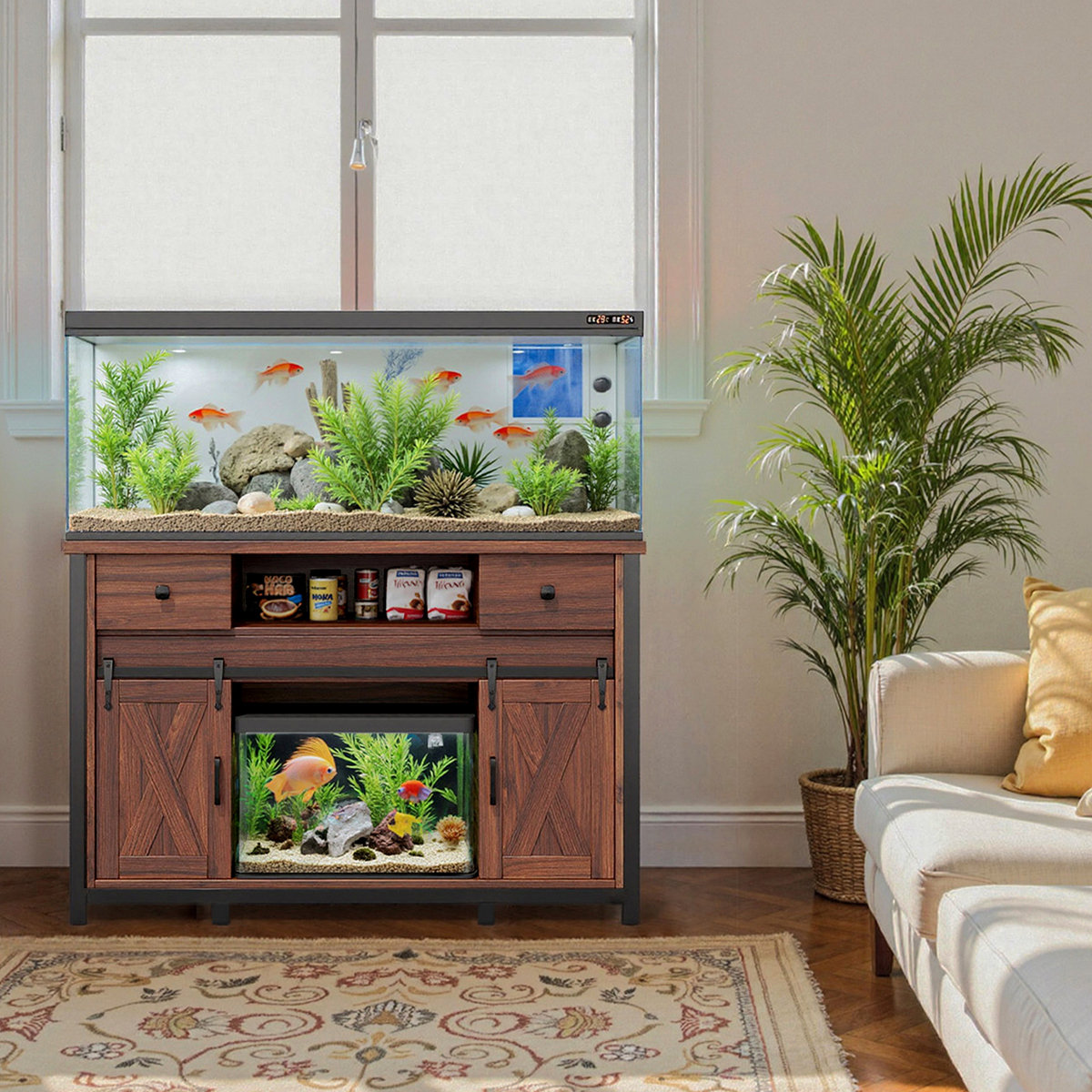 Ebern Designs 55-75 Gallon Fish Tank Stand With Power Outlet – Heavy ...