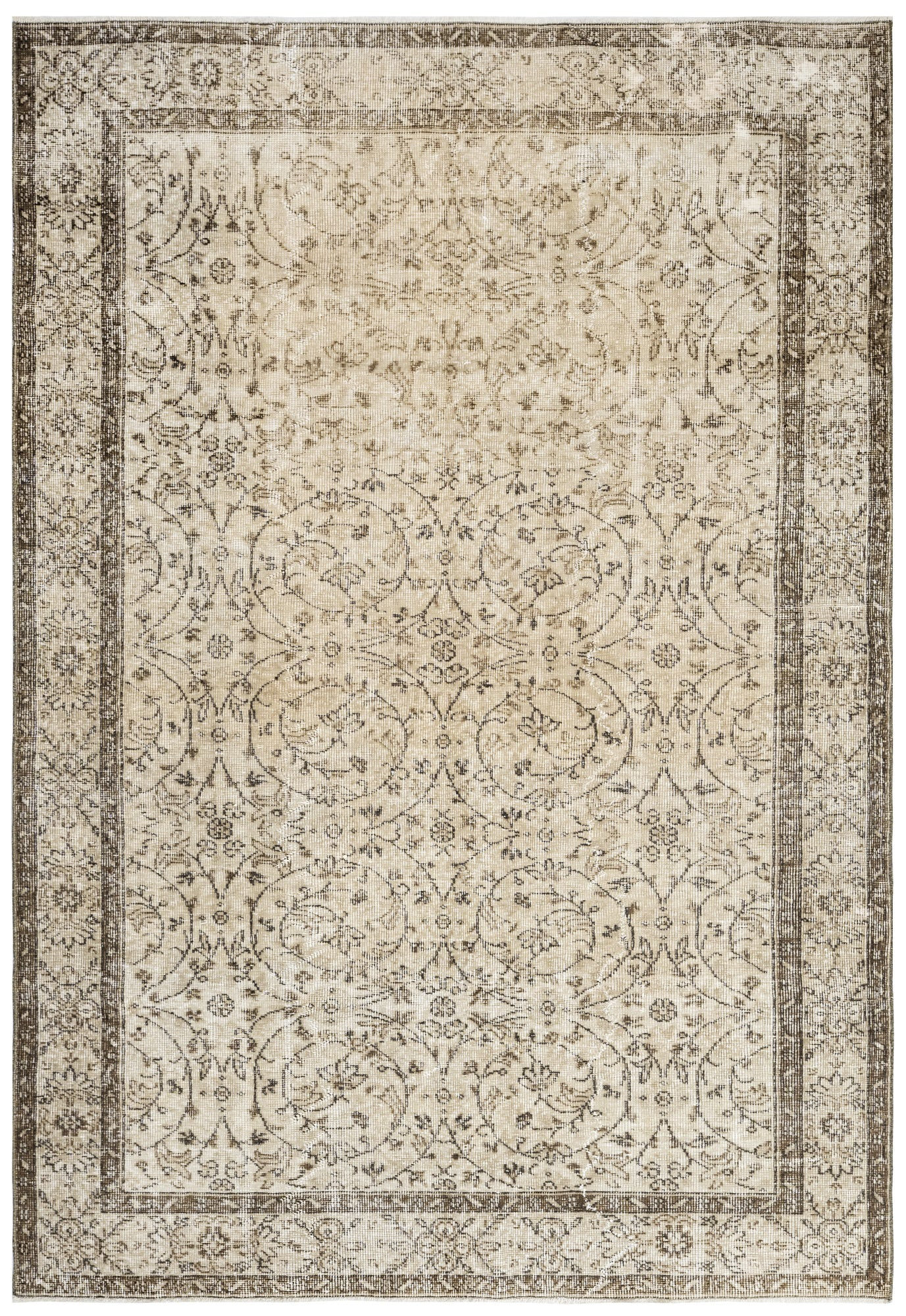 Lofy Vintage Brown Oriental Wool And Cotton Handmade Area Rug 158 X 260 ...