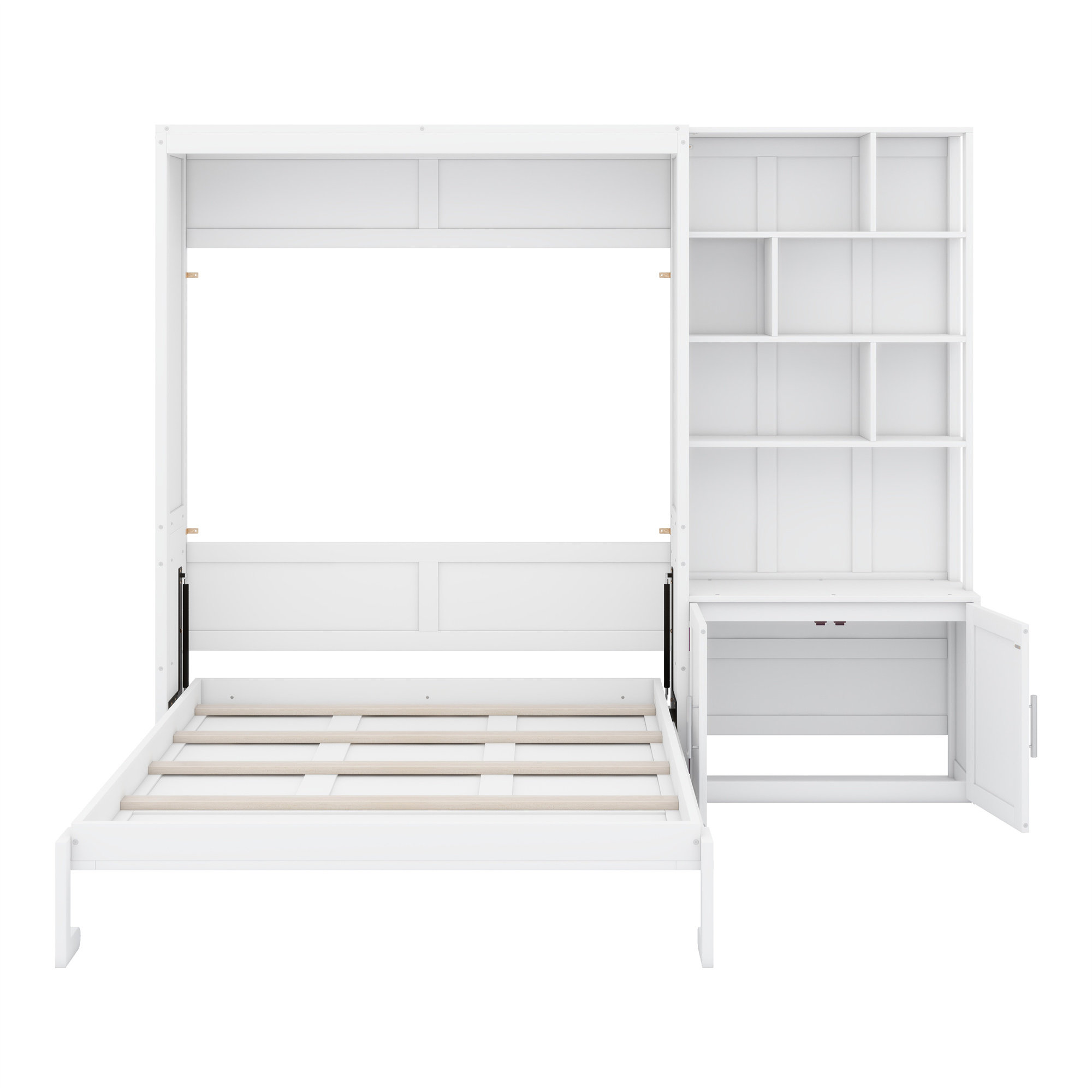 Hokku Designs Murphy Bed With Multiple Storage Shelves And A Cabinet ...