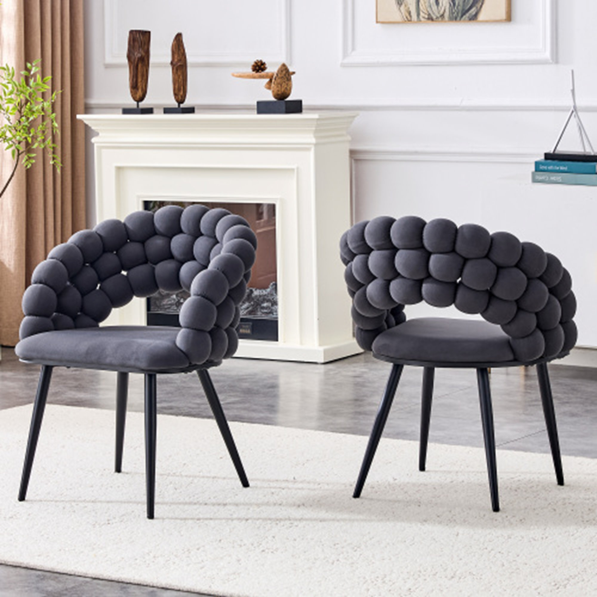 One Allium Way® Puffy Bubble Chair Ball Chain Chair Velvet Dining ...