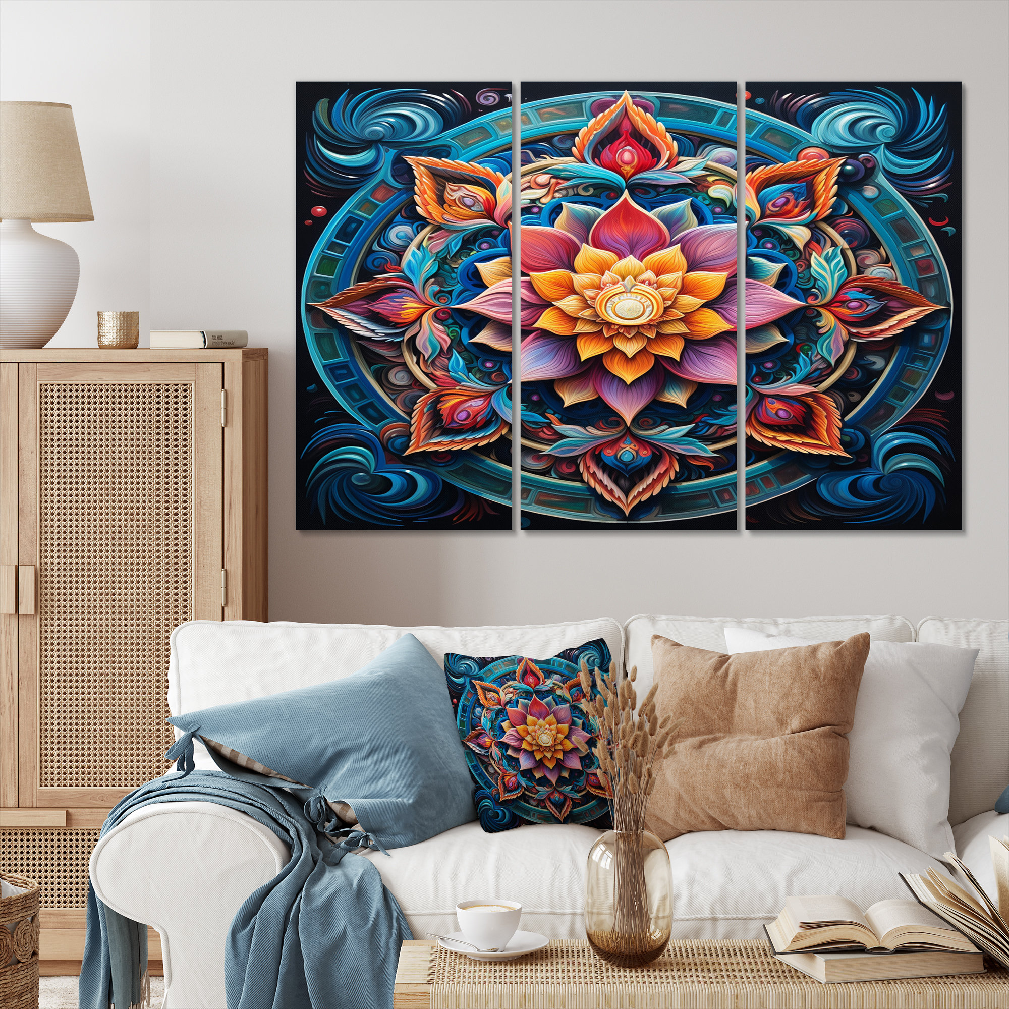 Design Art Ancient Colorful Magical Mandala V - Boho Mandala Canvas ...
